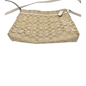 Coach | Bags | Coach Chalk Khaki Signature Jacquard File Crossbody ...